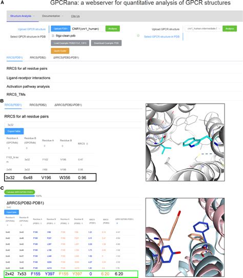 Gpcrana A Web Server For Quantitative Analysis Of Gpcr Structures Structure