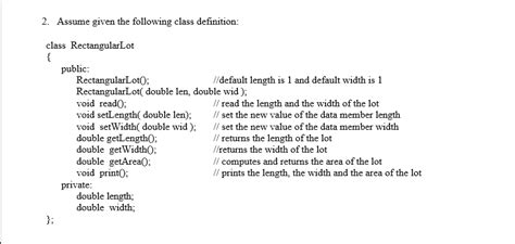 Solved 2 Assume Given The Following Class Definition Class