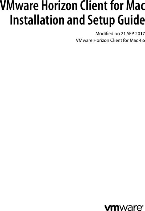 Vmware Horizon Client For Mac Installation And Setup Guide 46 Os X