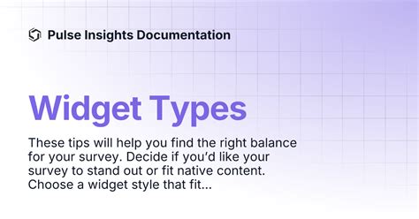 Widget Types Pulse Insights Documentation