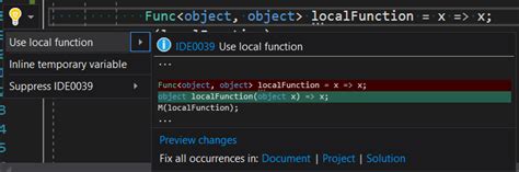 Refactoring Convert Lambda To Local Function · Issue 23310 · Dotnetroslyn · Github