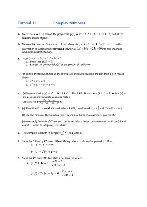 Week 11 Complex Numbers Roots Of Ploynomials 2nd Order Des With Complex Roots Complex Mapping