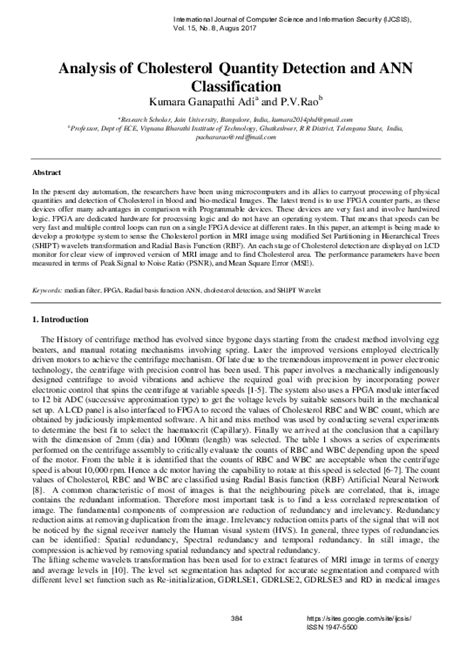 pdf analysis of cholesterol quantity detection and ann classification journal of computer