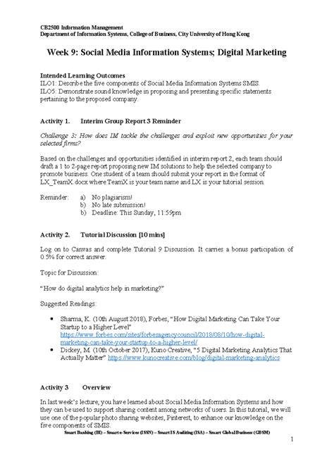 Cb2500 Tutorial Week09 Cb2500 Information Management Department Of Information Systems