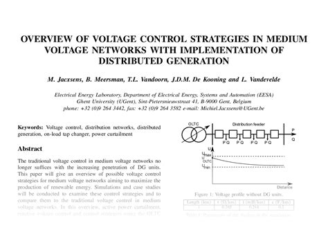 Overview Of Voltage Control Strategies In Medium Voltage Networks With
