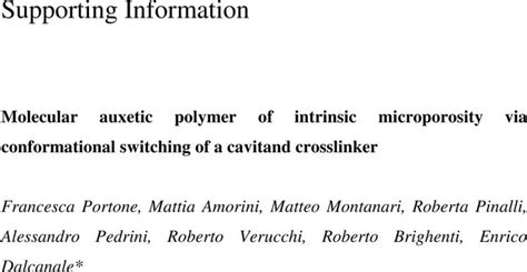 Molecular Auxetic Polymer Of Intrinsic Microporosity Via Conformational Switching Of A Cavitand