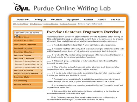 Sentence Fragment Exercises 1 Worksheet For 5th 6th Grade Lesson Planet