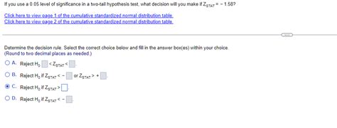 Solved If You Use A 0 05 Level Of Significance In A Two Tail