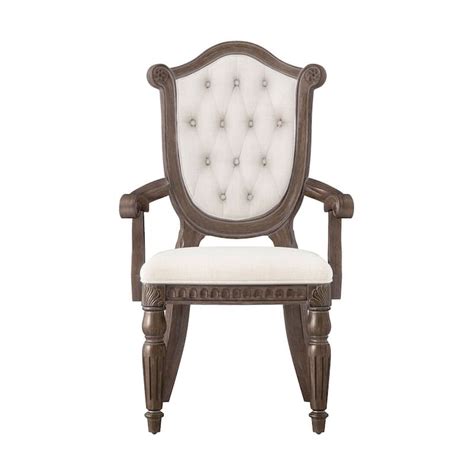 Set Of 2 Upholstered Dining Armchairs With Diamond Button Tufted Back