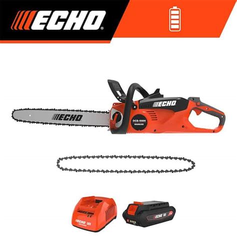Echo 18 In 56 Volt Cordless Battery Rear Handle Chainsaw And Chain Combo Kit With 5 0ah Battery