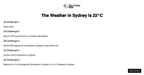 JavaScript Open Weather API Forked Codesandbox