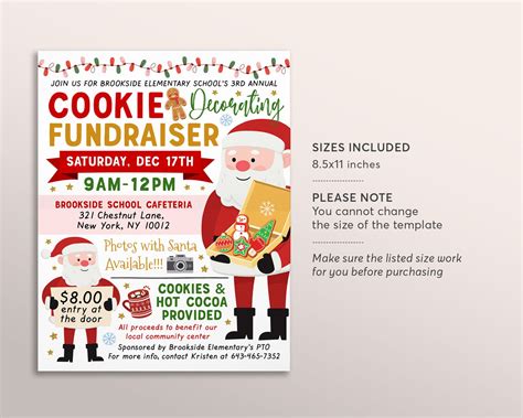Christmas Cookie Decorating Flyer Editable Template Holiday Etsy