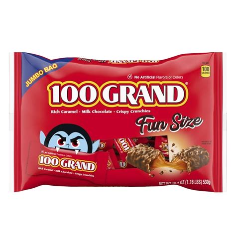 100 Grand Crispy Milk Chocolate With Caramel Fun Size Halloween Candy 187 Oz
