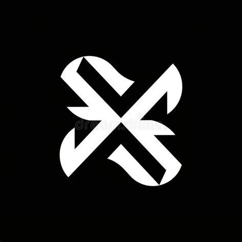 Abstract Geometric Design In White With Four Stylized Symmetrical Arrow Like Shapes Stock