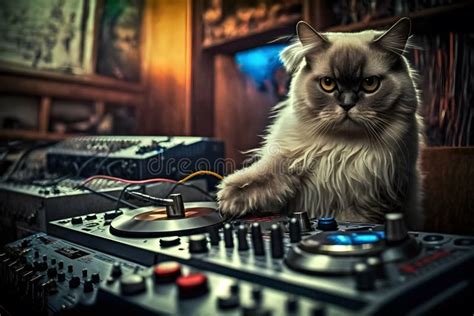 Cute Dj Cat Neural Network Ai Generated Stock Illustration Illustration Of Majestic Breed