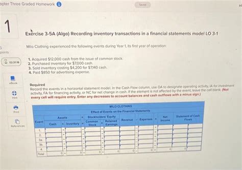 solved exêrcise 3 5a algo recording inventory transactions