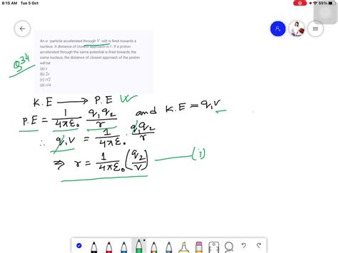 An α particle accelerated through V volt is fired towards a nucleus It distance of closest