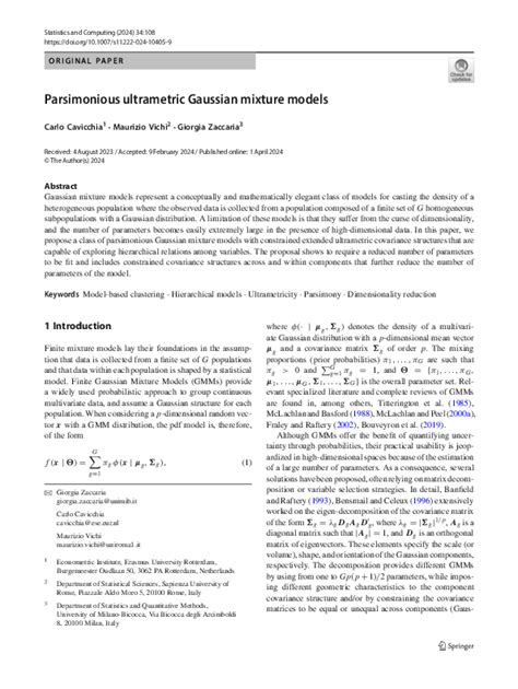 Pdf Parsimonious Ultrametric Gaussian Mixture Models