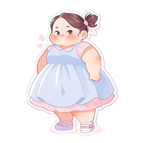 Premium Photo Sticker Anime Girl Cute Chubby Cartoon With Bold Vector