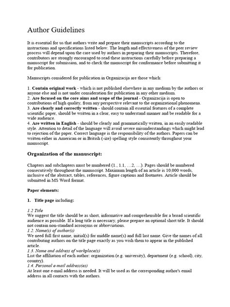 Author Guidelines For Manuscript Submission Pdf Abstract Summary