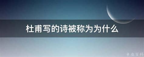 杜甫写的诗被称为为什么 业百科