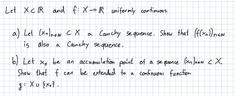 solved let x⊂r and f x→r uniformly continuous a let
