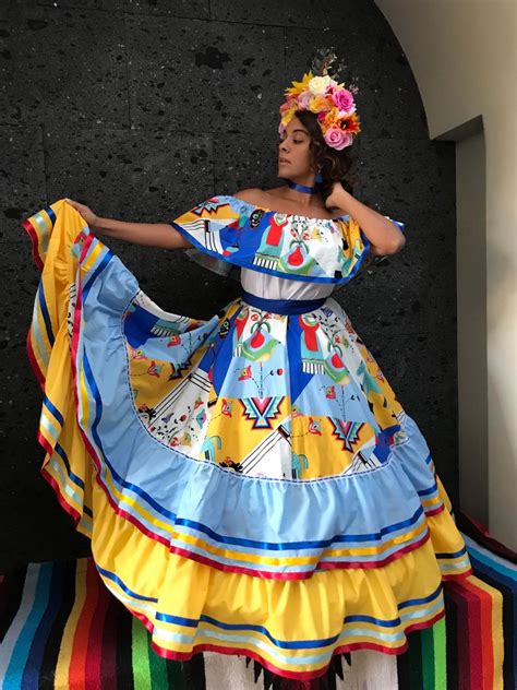 Mexican Dress With Top Handmade Skirt Frida Kahlo Style Womans Etsy