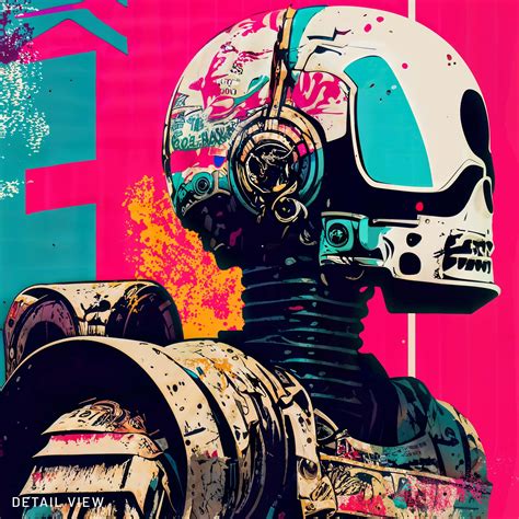 Cyberpunk Neon Japanese Robot Art Print Cyberpunk Graffiti
