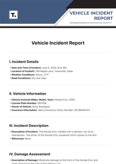 Free Vehicle Incident Report Template To Edit Online