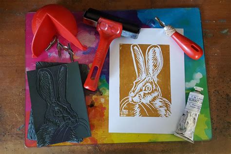 Hare Lino Print Hare Print Linocut Prints Mad March Hare Etsy