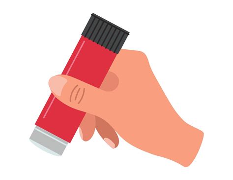 Human Hand Holding Glue Stick Isolated Cartoon Linear Doodle