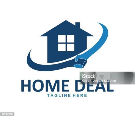홈 로고를 거래하십시오 홈 벡터에 두 손 핸드 셰이크 부동산 에이전트 로고 베스트 딜 로고 디자인 컨셉 벡터 일러스트레이션