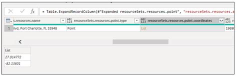 using the bing maps api to return latitude and longitude in power query