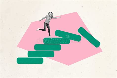 Contemporary Art Banner Collage Of Happy Businesswoman Run Career