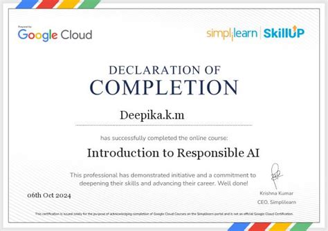 Deepika Km On Linkedin Deepikakm Has Successfully Completed The Introduction To Responsible Ai