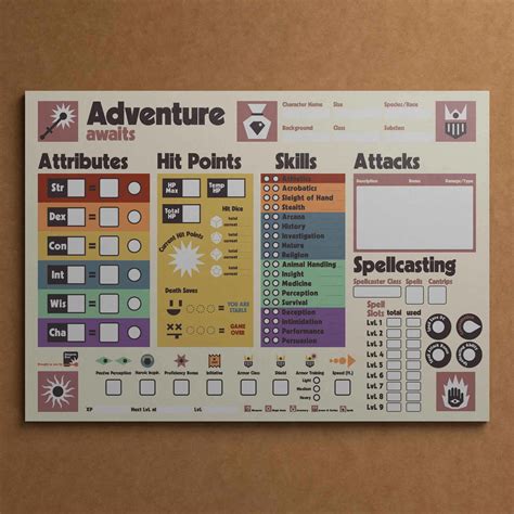 Dnd Character Sheet Adventure Awaits Innovative Retro Design 5e