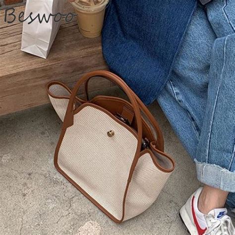 여성용 캐주얼 대용량 캔버스 숄더백 심플한 한국 스타일 토트백 우아한 핸드백 디자이너 가방 신상 Aliexpress