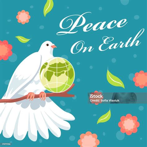 Peace On Earth Dove With Planet Sitting On Twig Stock Illustration