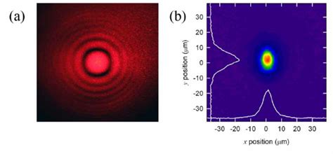 a far field distribution of the waveguide at 635 nm and b near