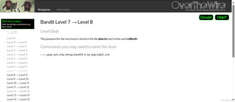 孩子还是有一颗网安梦——bandit通关教程：level 7 → Level 8bandit教程 Csdn博客