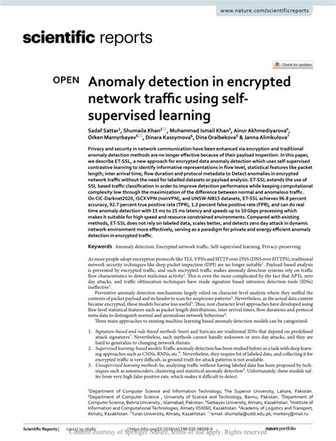 Pdf Anomaly Detection In Encrypted Network Traffic Using Self