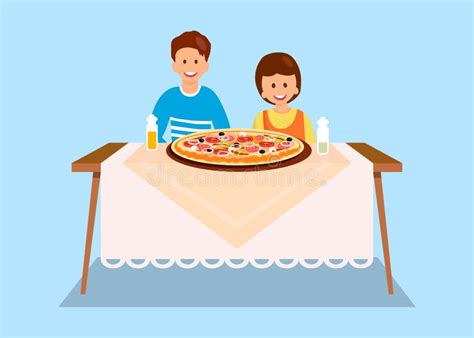 Illustrazione Di Eating Dinner Flat Del Fratello E Della Sorella
