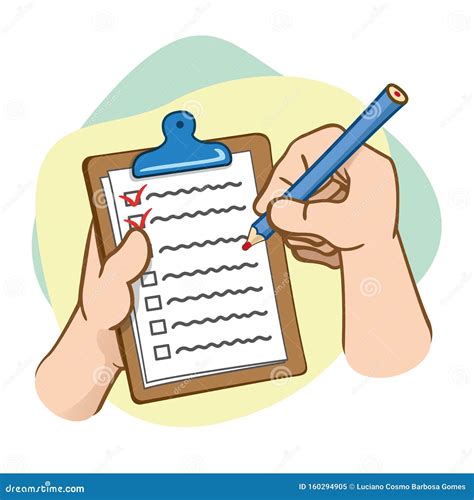 Illustration Of Hand Writing On A Clipboard With Pencil Stock Vector