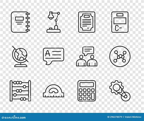 Set Line Abacus Timing Belt Kit Certificate Template Protractor Grid Notebook Speech