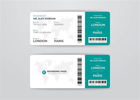 Premium Vector Flat Boarding Pass Ticket Template With Decorative Map