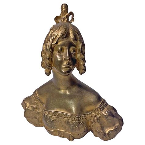 Art Nouveau Gilt Bronze Maiden Stamped For Louchet Foundry France Circa 1920 For Sale At 1stdibs