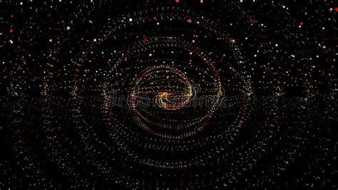 Orange And White Big Data Futuristic Circular Dots Floating On Black Background Futuristic