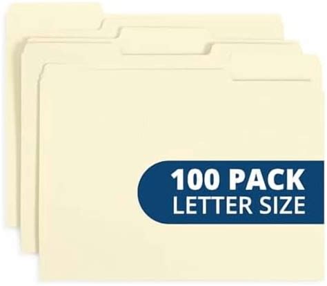 Manilla File Folders 8 5 X 11 1 3 Cut Tab Letter Size Vanilla Folders