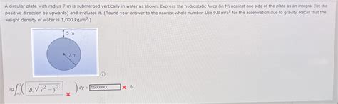 Solved A Circular Plate With Radius 7 M Is Submerged