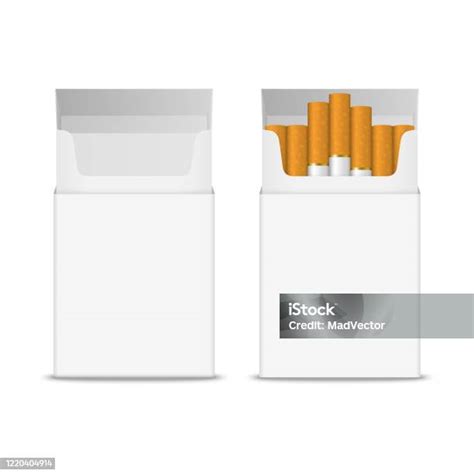벡터 3d 현실적인 오픈 클리어 빈 빈 빈 및 담배 팩 상자 아이콘 설정 닫닫기 설정 흰색 배경에 격리 디자인 템플릿 연기 문제